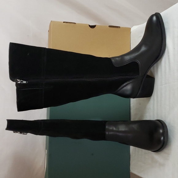 boc | Shoes | New Boc By Born Austell Black Leather And Suede Tall Knee ...